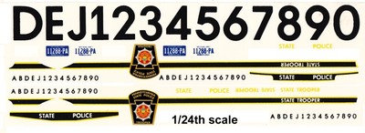 Pennsylvania State Trooper Police Car 1/25th - 1/24th Scale Decals | eBay