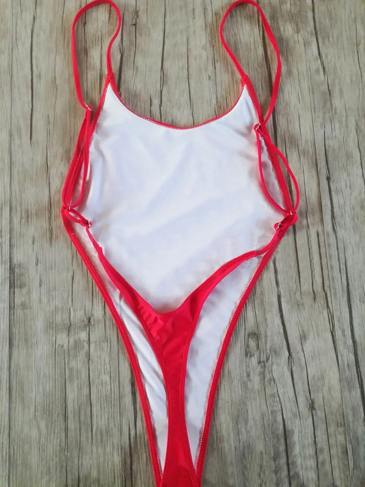 Womens Sexy Backless One Piece Swimsuit Thong Bathing Suit High Cut out ...
