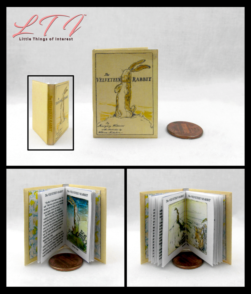 1:6 Scale The VELVETEEN RABBIT Miniature Illustrated Readable Book ...