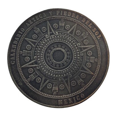 CALENDARIO AZTECA Y PIEDRA DEL SOL MEDALLION Aztec Calendar Medal Coin ...