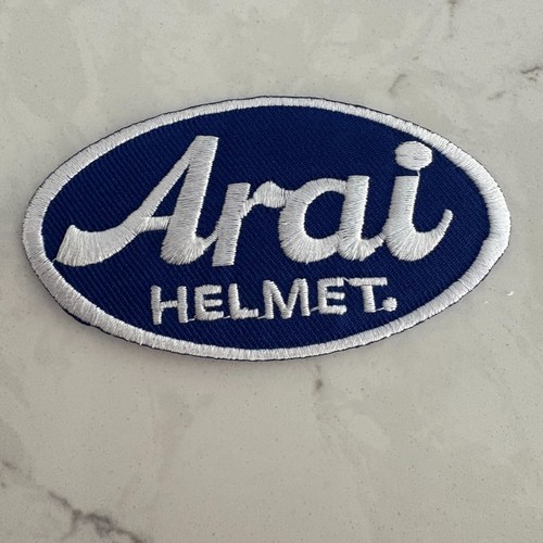 Arai Helmet Logo Patch Embroidered Iron-On Applique White Blue ...