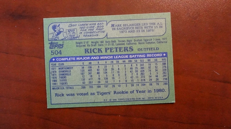 1982 TOPPS # 504 RICK PETERS BASEBALL CARD | eBay