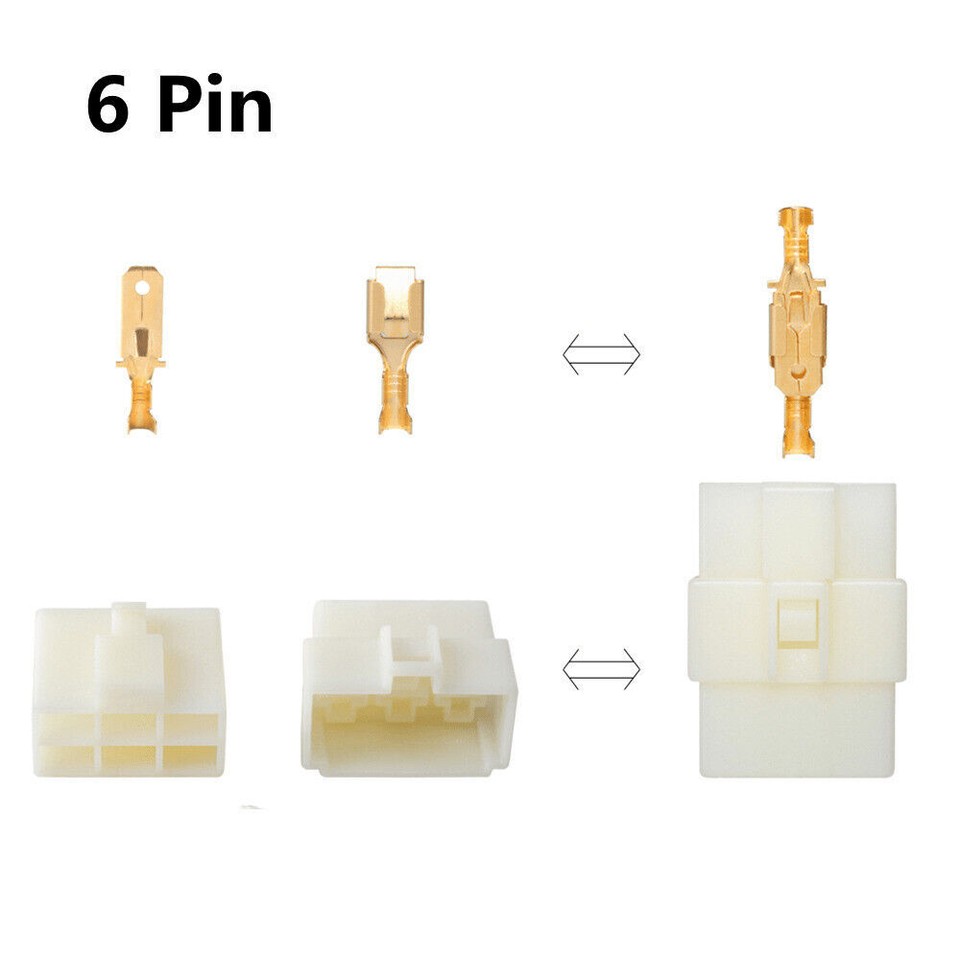 2/3/4/6/8 Pin Way Ca Plug Electrical Wiring 6.3mm Multi-Connector Terminals | eBay