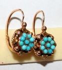 ANTIQUE VICTORIAN FRENCH 18K GOLD TURQUOISE FLOWER ROUND GOOD LUCK ...
