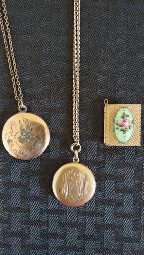VINTAGE/ANTIQUE LOCKETS - LOT OF 3 VARIOUS - CHAINS | eBay