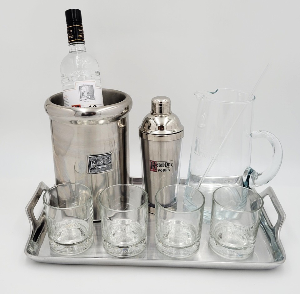 High End Curated Ketel One Pottery Barn Tray Chiller Glasses Pitcher ...