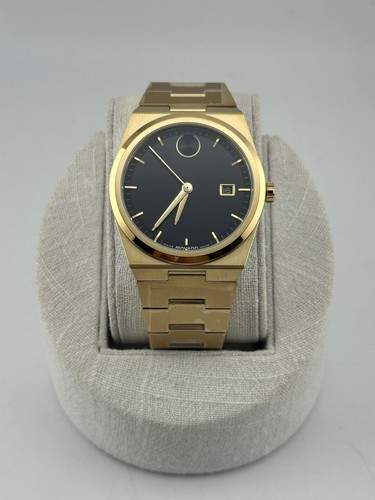 Movado Bold Quest Black Dial Gold Tone Quartz Watch 3601223 Brand New ...