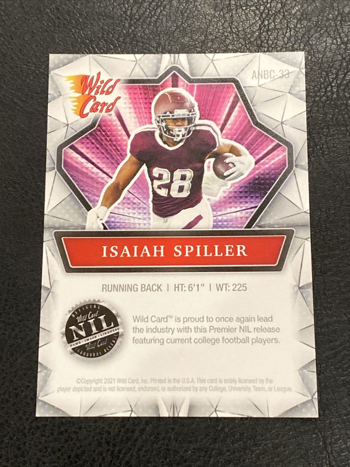 ISAIAH SPILLER 2022 WILD CARD ALUMINATION COLLEGE FOOTBALL ROOKIE CARD ...