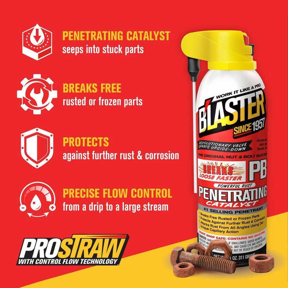 PB Blaster Penetrating Oil Rusted Seized Bolts Lubricant Spray 11oz ...