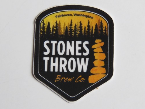 3.5" BEER Breweriana STICKER ~ STONES THROW Brew Co ~ Fairhaven ...