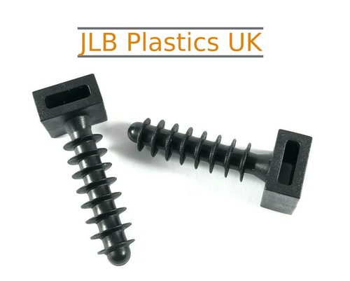 Masonry Cable Tie Base, Knock In Wall Plug, Black (up to 9mm Cable Tie ...