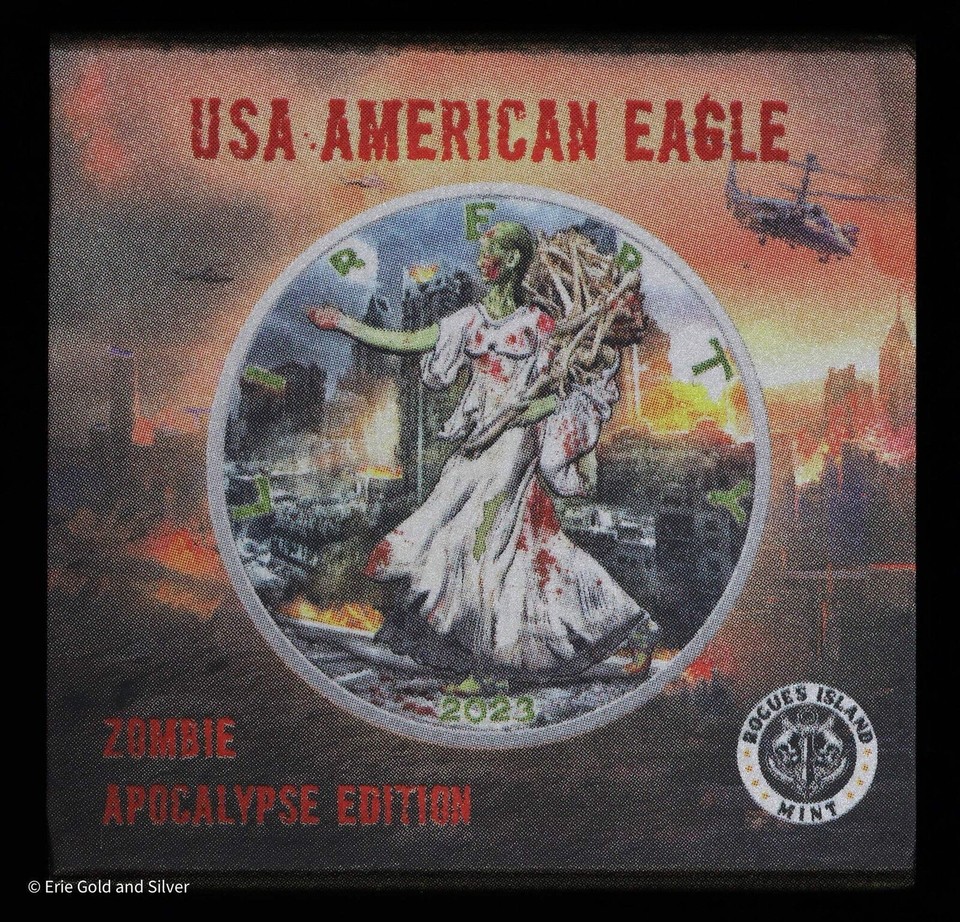 2023 U.S. Apocalypse Zombie Silver Eagle 1 oz .999 Silver Coin Colored ...
