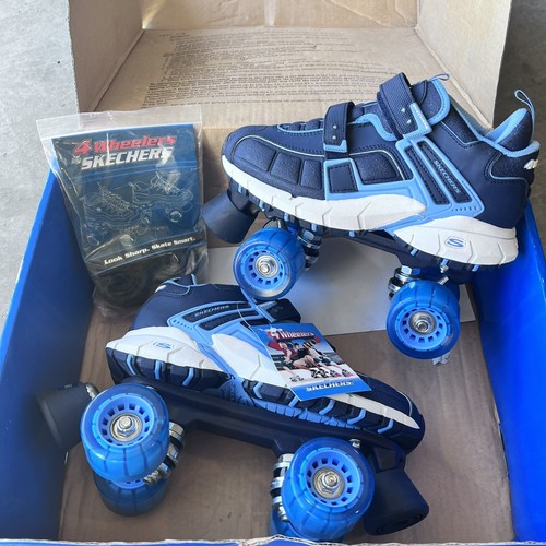 Skechers 4 Wheelers Racers Size 7.5 Navy/CRLNA Blue Roller skates - NEW ...