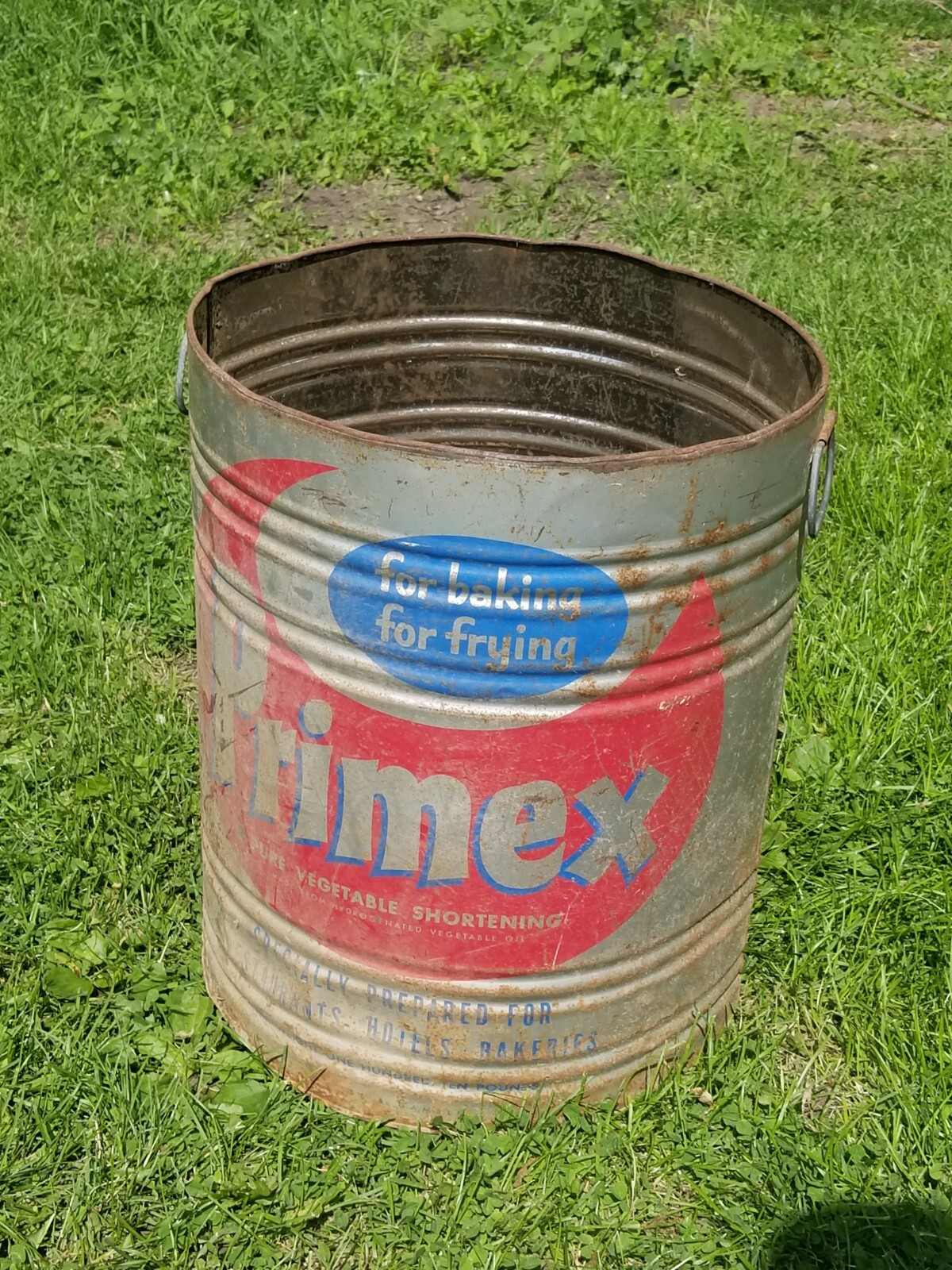 Vintage Primex Pure Vegetable Shortening Large Tin Metal Can 110 Pounds ...