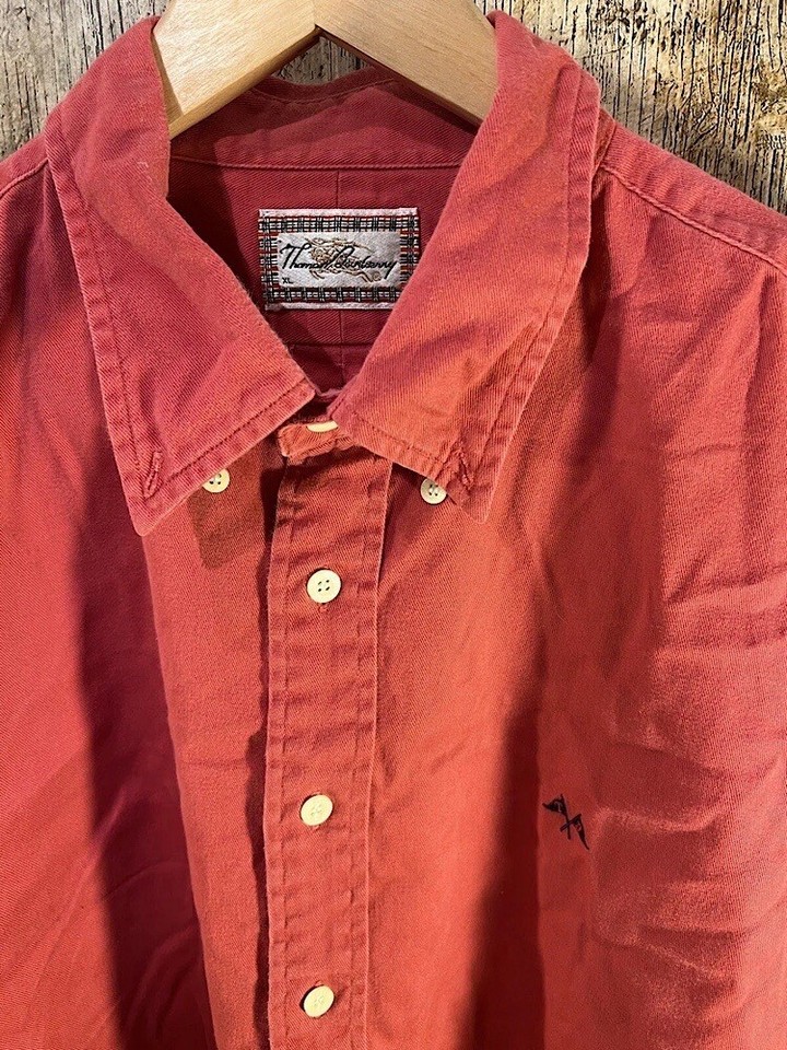 Thomas Burberry Shirt Buttoned Long Sleeve Red UK Mens Size XL | eBay UK