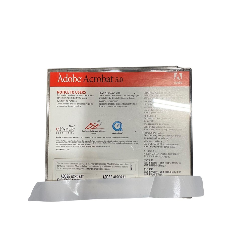 Adobe Acrobat 5.0 with Serial Number (90028803) 696824134702| eBay