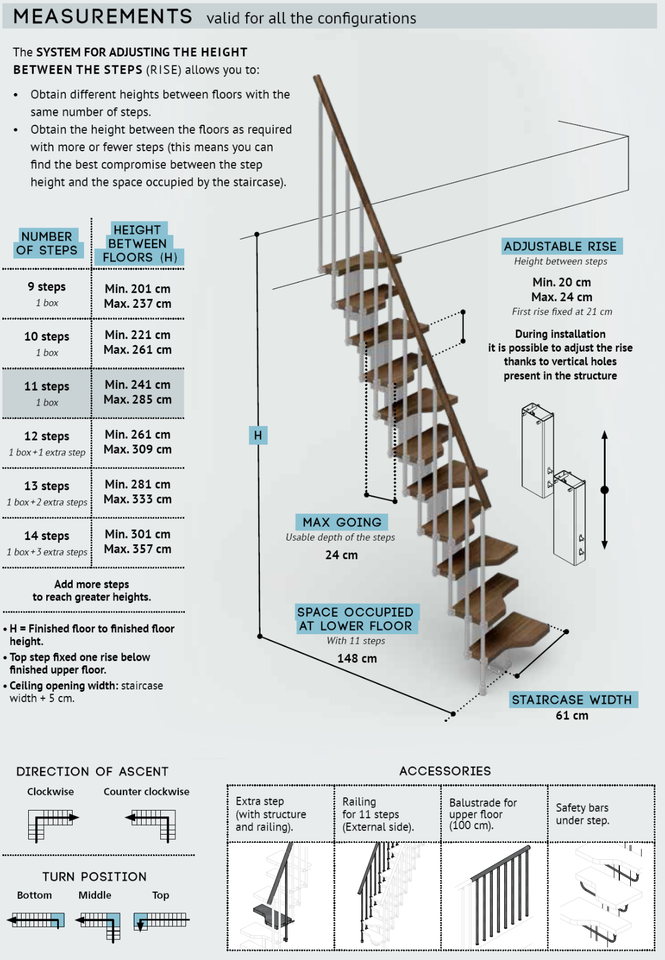 Indoor Space-Saving Straight Winder Staircase Beech Various Colors 11 ...