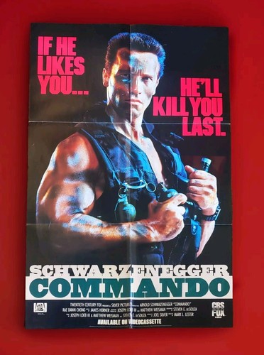 1985 "COMMANDO" Arnold Schwarzenegger Original VHS VIDEO STORE DISPLAY ...