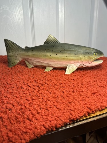 Original RAINBOW TROUT Wood Carving Hand Painted, Hand Carved Hardwood ...
