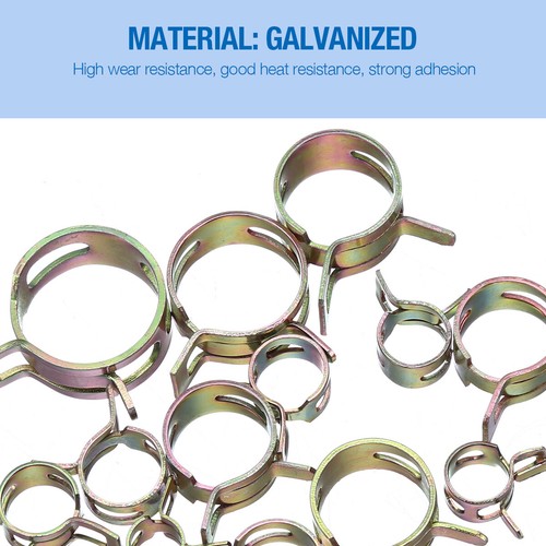 115PCS Hose Clamps Assortment Kit Steel Spring Clip Water Fuel Tube Air ...