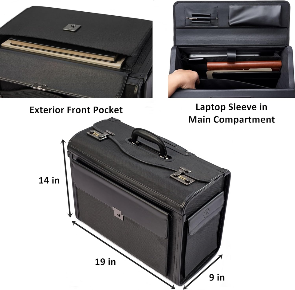 19 Wheeled Briefcase Rolling Case Sales Sample Pilot Lawyer Attache | eBay