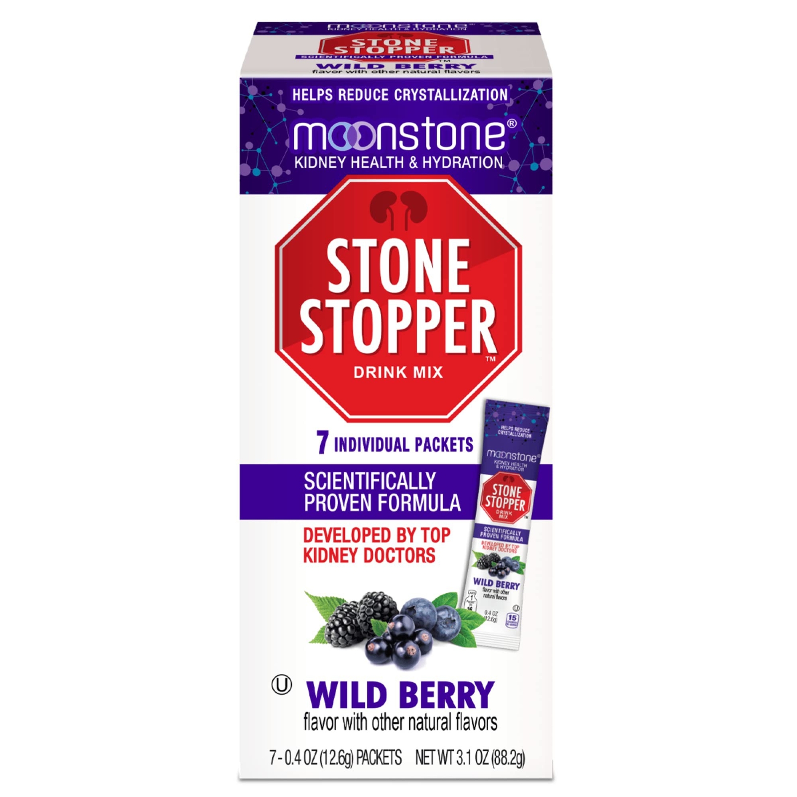 Moonstone Kidney Stone Stopper Drink Mix Wild Berry Flavor, Outperforms ...