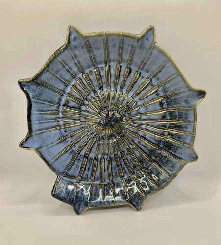 Ceramic Nautilus Shell Plate Blue/Beige 9” Diameter | eBay