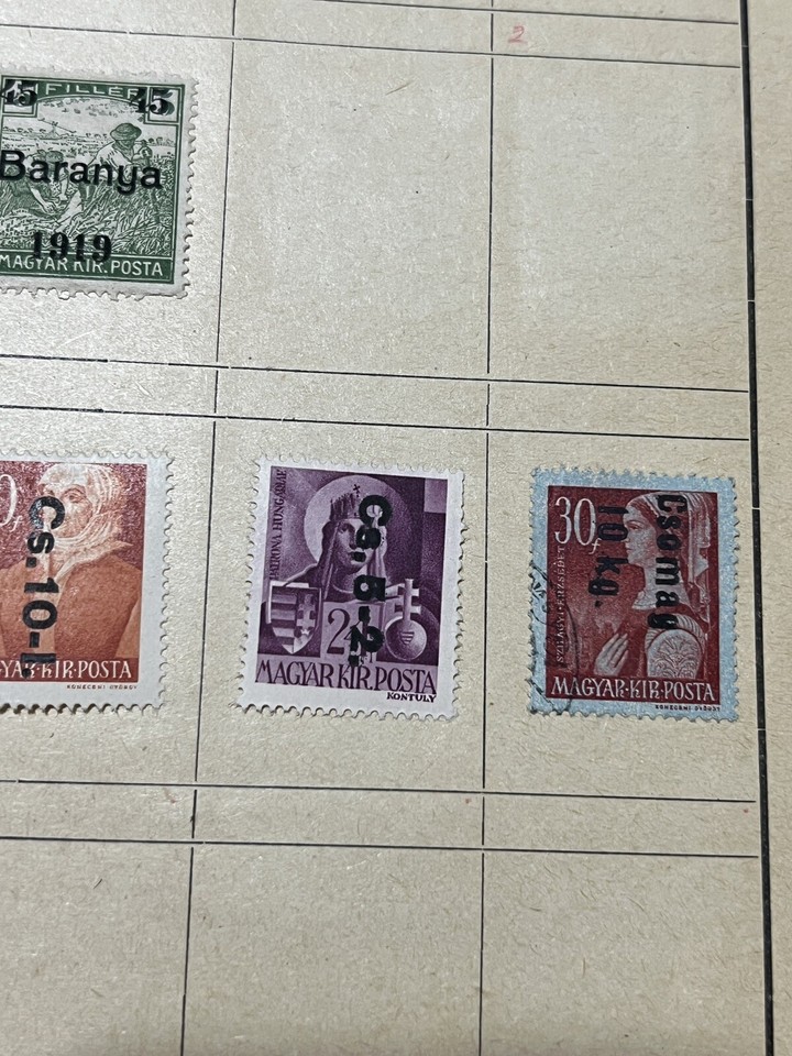 HUNGARY STAMPS LOT ON MINI ALBUM PAGES BARANYA, MINT, USED, SHORT SETS ...