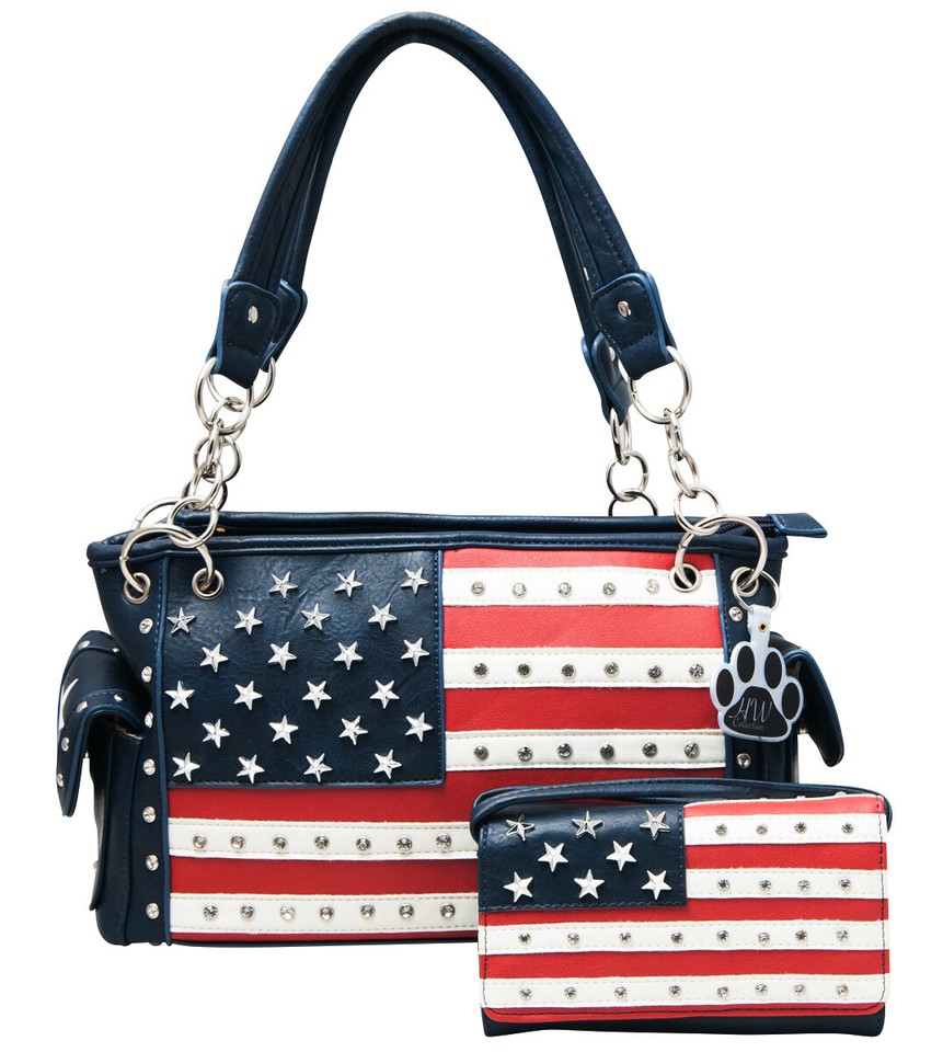 USA American Flag Purse Stars Stripes Western Patriotic Handbag Wallet ...