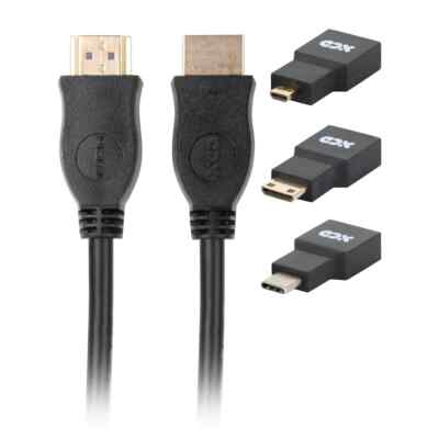 XCD Essentials High Speed HDMI Cable + Adapters 4K 2m, Supports: 3D, 4K ...
