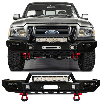 Vijay Fits 1998-2011 Ford Ranger Front Bumper with Winch Plate and LED ...