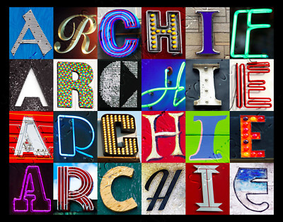 ARCHIE Name Poster featuring photos of actual sign letters | eBay