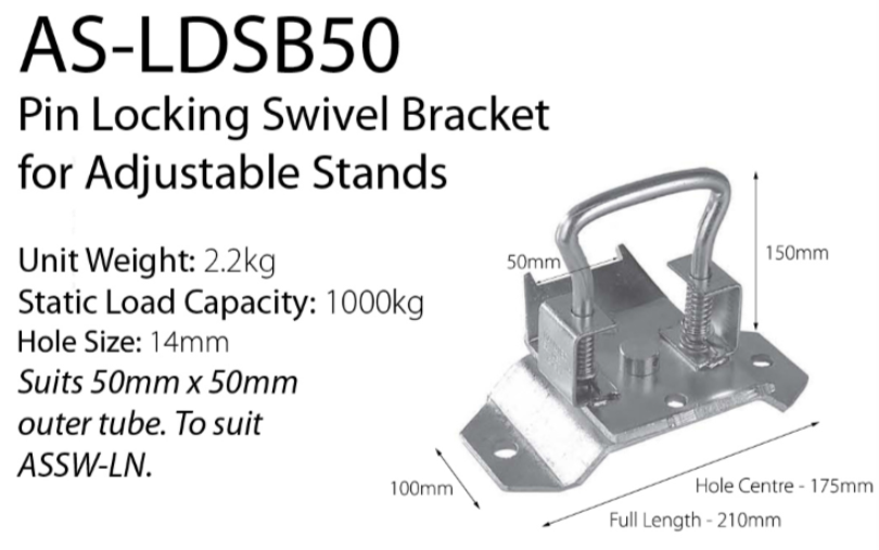 Manutec Trailer Pin Locking Swivel Bracket for Adjustable Stands – 50mm ...