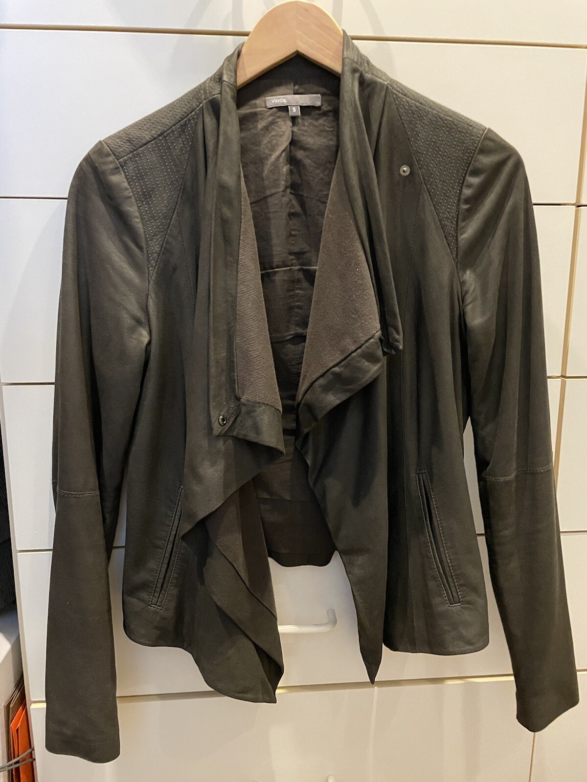 Vince Cowl Neck Draped Asymmetric Paper Thin Ash Gray… - Gem