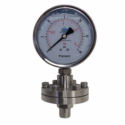 NEW PRM 4 INCH 0-30 PSI PRESSURE GAUGE W/ 1/2" MNPT 316 SS DIAPHRAGM ...