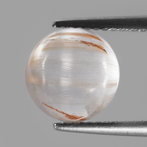 5.24Cts Rarest Natural Rutilated White Topaz Cat's Eye Round Cabochon ...