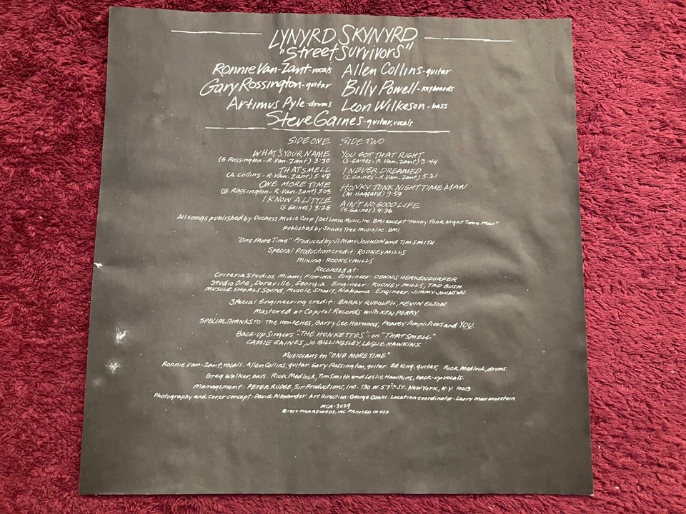 Lynyrd Skynyrd Ronnie Van Zant & Entire Band Autographed Street ...