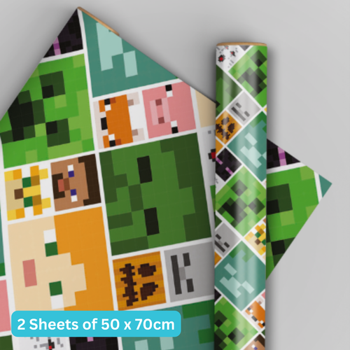 Birthday Wrapping Paper | Minecraft | 2 Sheets & 2 Tags | Kids Gift ...