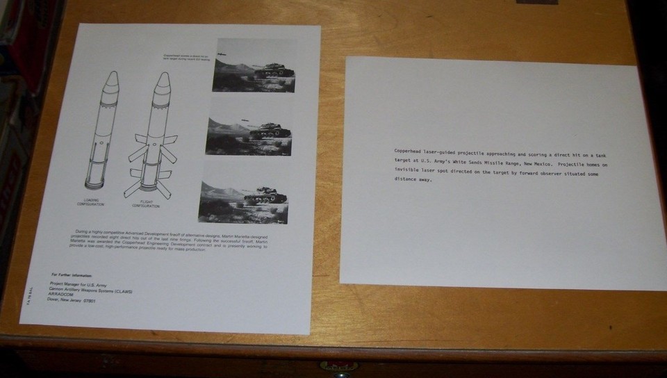 MARTIN MARIETTA COPPERHEAD CANNON LAUNCHED GUIDED PROJECTILE DATA SHEET ...