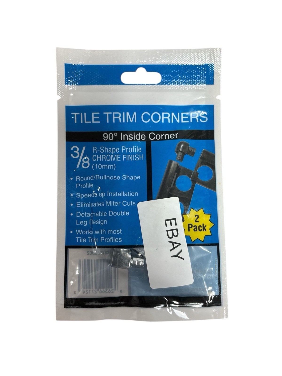 () Trim Master IC8712BDC2 Tile Trim Corners Bullnose Inside 3/8" Chrome ...