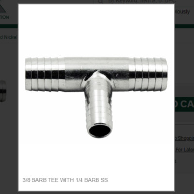 3/8 BARB TEE WITH 1/4 BARB SS # 9008 | eBay