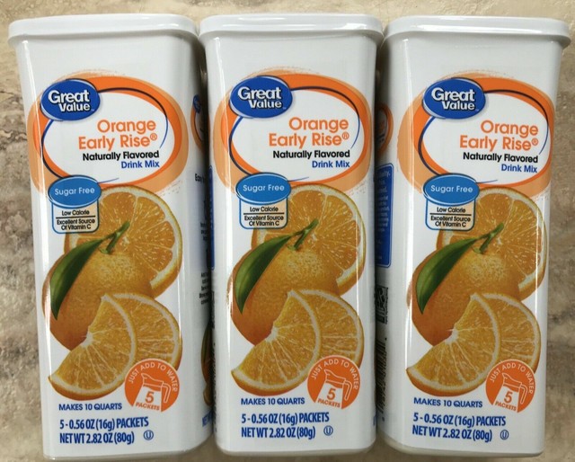 Great Value Drink Mix, Orange Early Rise, Sugar Free, 5 Count for sale ...