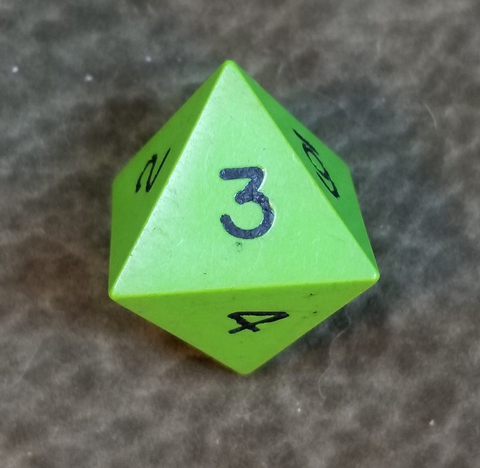 Vintage Gamescience Lime Green D8 8 Sided Polyhedral Dice RPG AD&D w ...