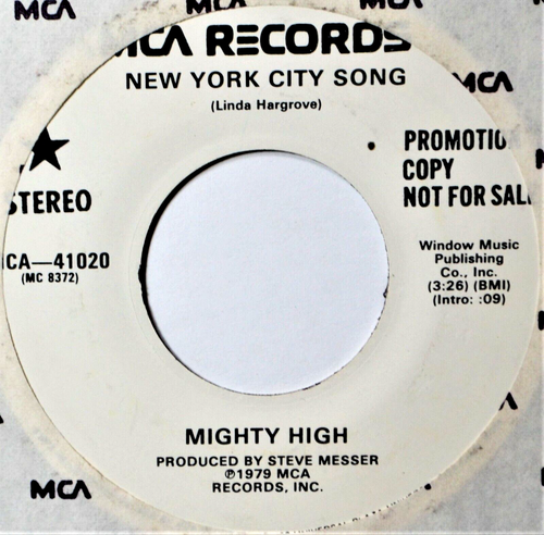 Mighty High New York City Song NM DJ 45 7" Vinyl 70's Country -Check ...