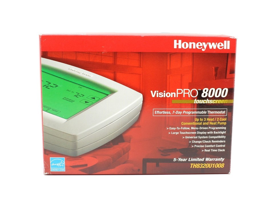 Honeywell TH8320U1008 7-Day VisionPRO 8000 Touchscreen Programmable ...