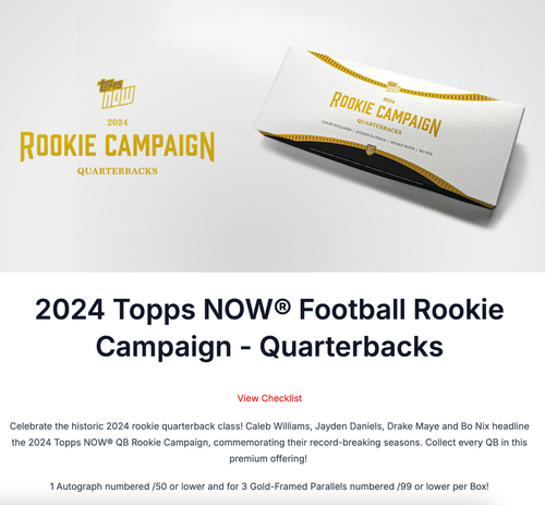 2024 Topps NOW Football Rookie Campaign - Quarterbacks | F24TNRC01 ...