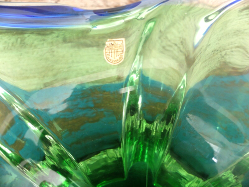 1970's Prodcomplex Tirgu Mares blue and green art glass. Made in ...