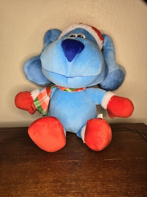 Blue's Clues & You! Blue in Holiday Scarf & Santa Hat Plush EUC | eBay