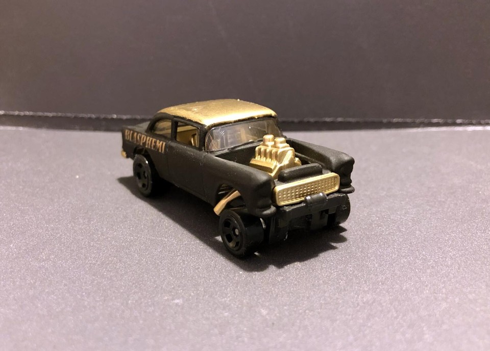 Custom HotWheels "BLASPHEMI" and package from ROADKILL series 55 CHEVY ...