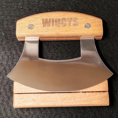 Alaskan Mezzaluna Ulu Knife, Salad Veggies Rocker Chopper Slicer Cutter ...